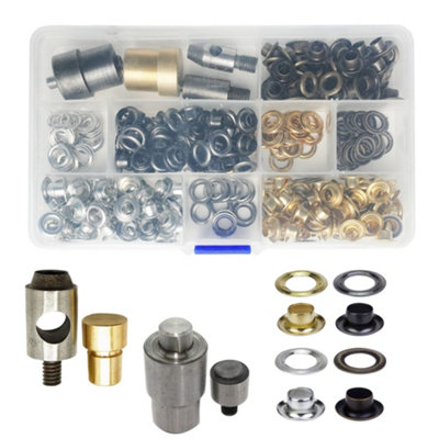 200pcs Eyelet Grommet Set with Fixing Dies & Hole Cutting Dies, 6mm