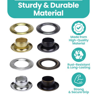 200pcs Eyelet Grommet Set with Fixing Dies & Hole Cutting Dies, 6mm