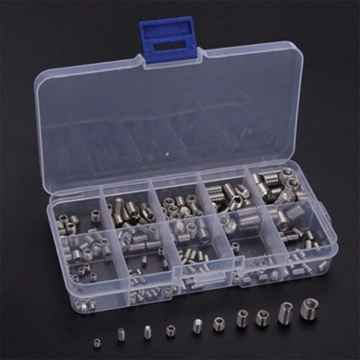 200pcs Stainless Steel Allen Head Socket Hex Set Grub Screw Assortment Cup Point