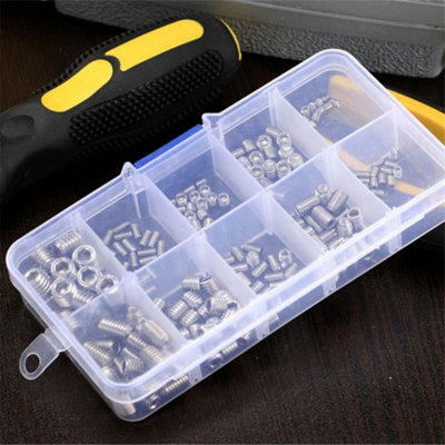200pcs Stainless Steel Allen Head Socket Hex Set Grub Screw Assortment Cup Point