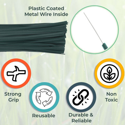 200pcs Twist Ties, Plastic Coated Flexible Garden Plant Ties, Hunter ...