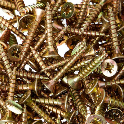 200PCS Yellow Passivated Wooden Screws Self Tapping Flat Head Screws ...