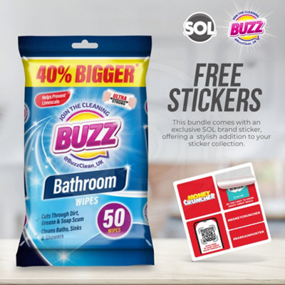 200pk Buzz Bathroom Wipes - Toilet Wipes Removes Soap Scum & Prevent ...