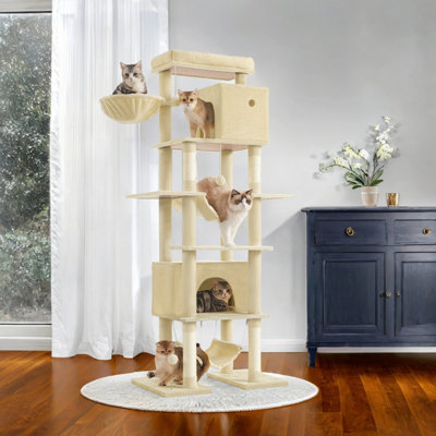 201 cm Tall Cat Tree, XXL Large Cat Tower for Indoor Cats, Multi-Level ...