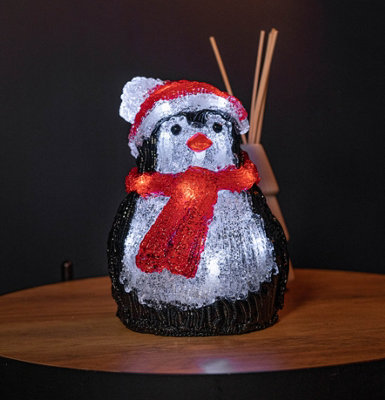 20cm Battery Operated Light up Acrylic Christmas Penguin Decoration ...