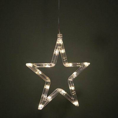 20cm Battery Operated Light up Christmas Star Window Decoration with ...