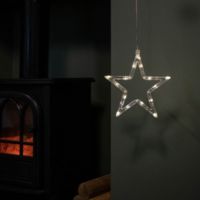20cm Battery Operated Light up Christmas Star Window Decoration with ...