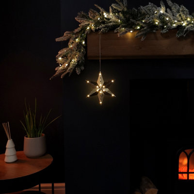 20cm Battery Operated Light up Hanging Christmas Shooting Star Bauble ...
