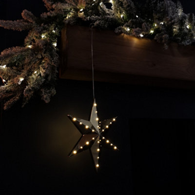 20cm Battery Operated Light up Hanging Christmas Shooting Star Bauble ...