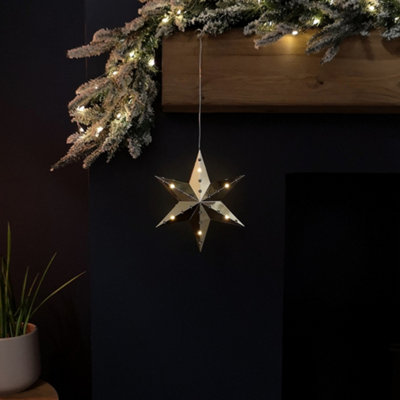 20cm Battery Operated Light up Hanging Christmas Shooting Star Bauble ...