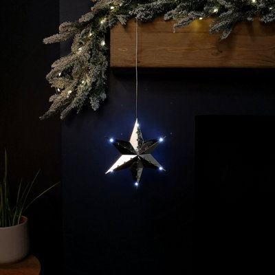 20cm Battery Operated Light up Hanging Christmas Shooting Star Bauble ...