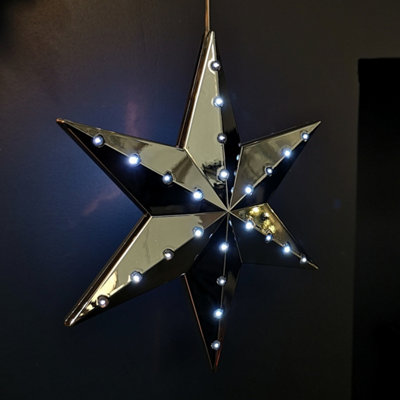 20cm Battery Operated Light up Hanging Christmas Shooting Star Bauble ...