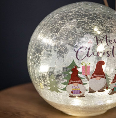 20cm Battery Operated Twinkling Warm White LED Crackle Effect Ball ...