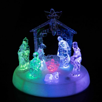 Shop 20cm Christmas Pre-Lit LED Musical Nativity Scene Acrylic ...