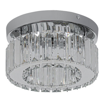 20cm Dia Light Chorme Finish Round Crystal Ceiling Light 12W