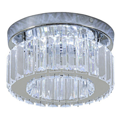 20cm Dia Light Chorme Finish Round Crystal Ceiling Light 12W