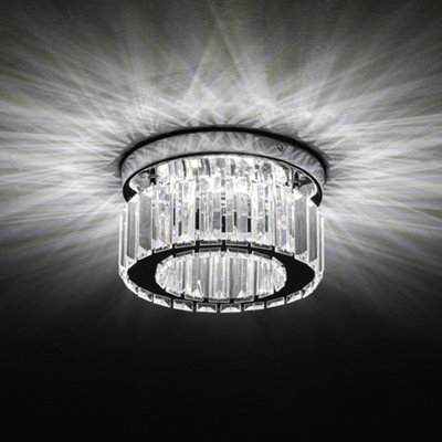20cm Dia Light Chorme Finish Round Crystal Ceiling Light 12W