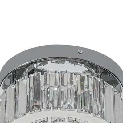 20cm Dia Light Chorme Finish Round Crystal Ceiling Light 12W