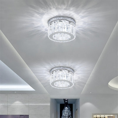 20cm Dia Light Chorme Finish Round Crystal Ceiling Light 12W