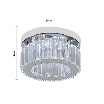 20cm Dia Light Chorme Finish Round Crystal Ceiling Light 12W
