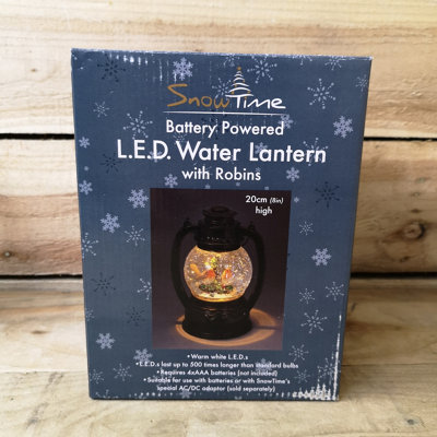 20cm Dual Power LED Christmas Glitter Water Spinner Antique Lantern ...