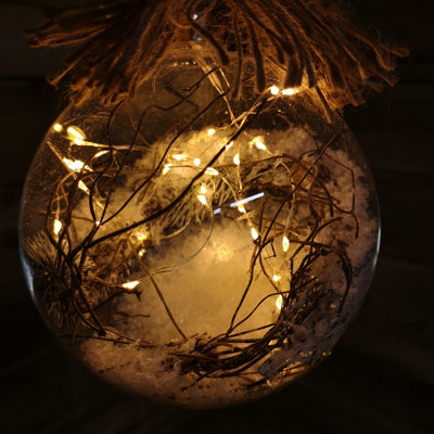 20cm LED Battery Operated Hanging Glass Ball Christmas Decoration in ...