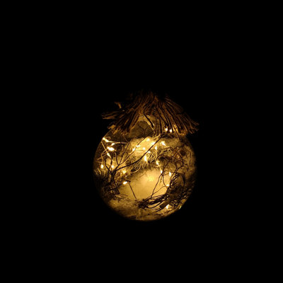 20cm LED Battery Operated Hanging Glass Ball Christmas Decoration in ...
