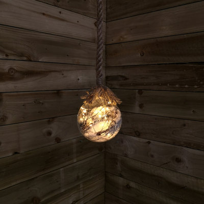 20cm LED Battery Operated Hanging Glass Ball Christmas Decoration in ...