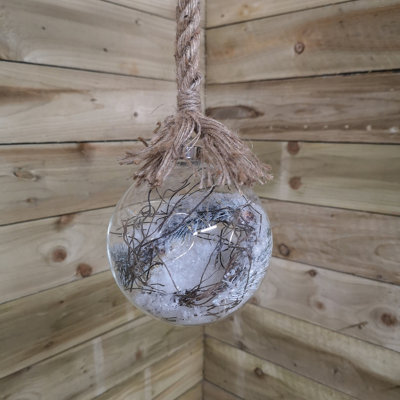 20cm LED Battery Operated Hanging Glass Ball Christmas Decoration in ...