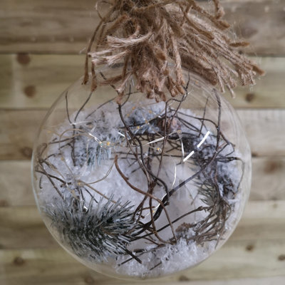 20cm LED Battery Operated Hanging Glass Ball Christmas Decoration in ...