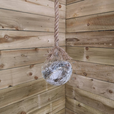20cm LED Battery Operated Hanging Glass Ball Christmas Decoration in ...