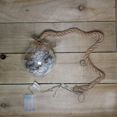 20cm LED Battery Operated Hanging Glass Ball Christmas Decoration in ...