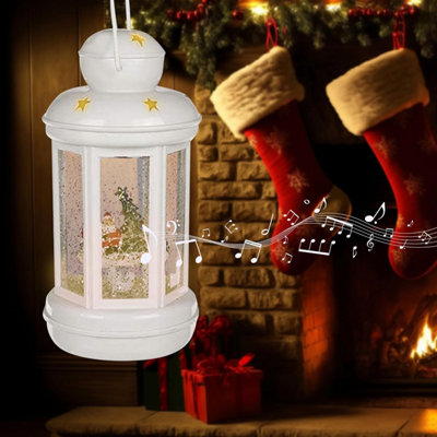20Cm Led Father Christmas Lantern Glitter Water Home Decor Hanging Xmas ...
