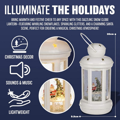 20Cm Led Father Christmas Lantern Glitter Water Home Decor Hanging Xmas ...