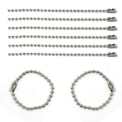 20cm Silver Metal Chain, Ball Bead Chain Extender, 100pcs