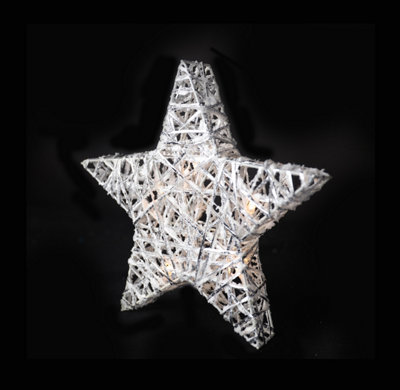 20cm Woven Star with 5 Lights Battery Operated