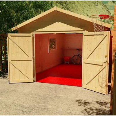 20ft x 10ft (6.09m x 3.04m) Monty Workshop 44mm Wooden Log Cabin (19mm ...