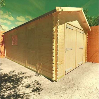 20ft x 10ft (6.09m x 3.04m) Monty Workshop 44mm Wooden Log Cabin (19mm ...