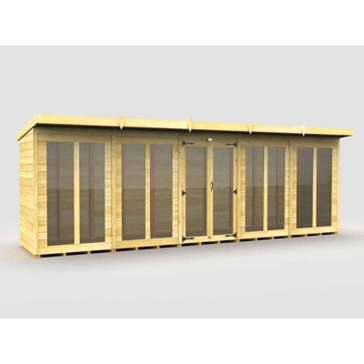 20ft x 4ft Pent Summer House (Full Height Window) - Wood - L118 x W589 ...