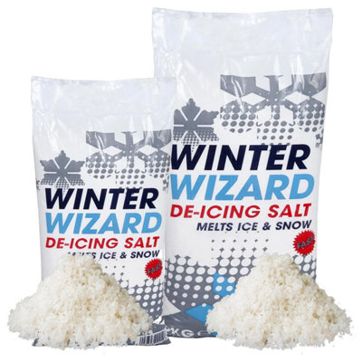 20kg (2 x 10kg Bags) White Grit De-Icing Winter Rock Salt Ideal for ...