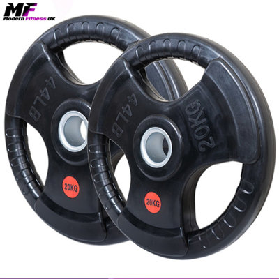 20kg Olympic Rubber Weight Plates Set Three Grip Hole Durable Rubber ...