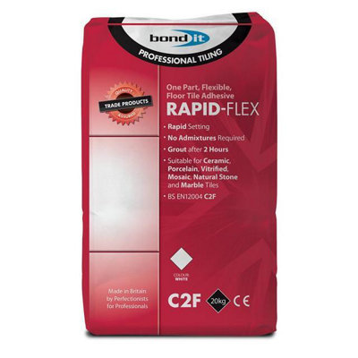 20kg Rapid-Flex Tile Adhesive Rapid Fast Setting Floor Wall Ceramic - White