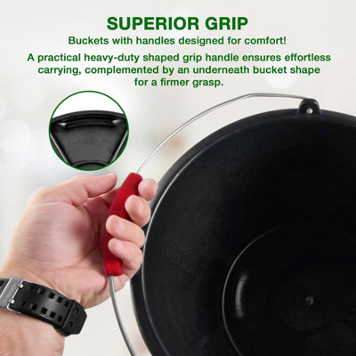 20L Black Plastic Bucket with Handles Sturdy Big Water Bucket with ...