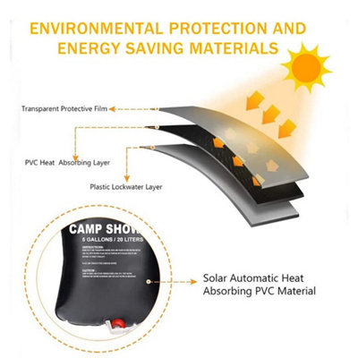 20L Portable Shower Bag Solar Outdoor Camping Self-Heating Camping ...