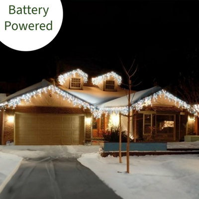 20m/65ft Bright Cool Ice White Connectable Icicle Lights 672 BATTERY ...