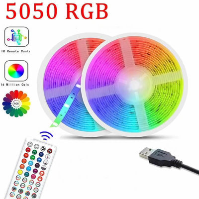 20m RGB LED Strip Lights with 44 Key Remote and USB Power, 5050 Colour ...