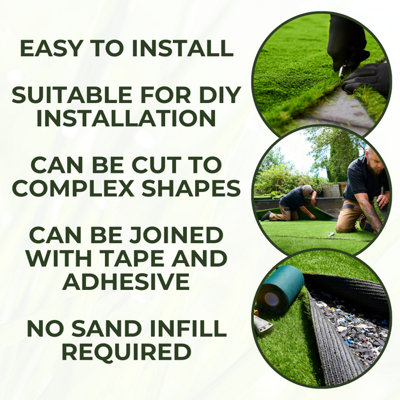 20mm Artificial Grass - 2m x 17m - Natural and Realistic Looking Fake ...