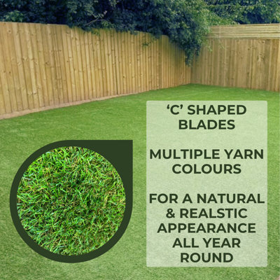 20mm Artificial Grass - 2m x 17m - Natural and Realistic Looking Fake ...