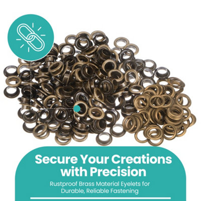 20mm Brass Eyelets with Washers, Rust-Proof Grommets, Bronze - 50pcs