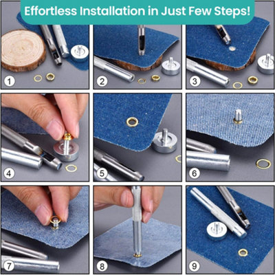 20mm Eyelets Fixing Hand Tools Sets for DIY Leathercrafts, Bags, Shoes ...